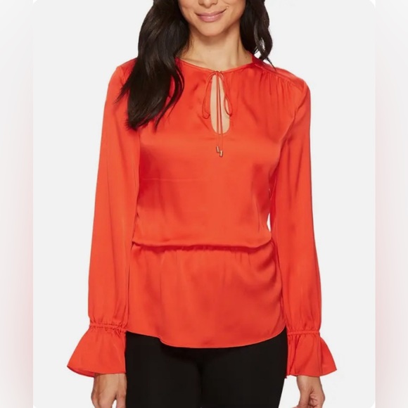Trina Turk | Tops | Trina Turk Red Silk Blouse Size M Laurel Torch ...